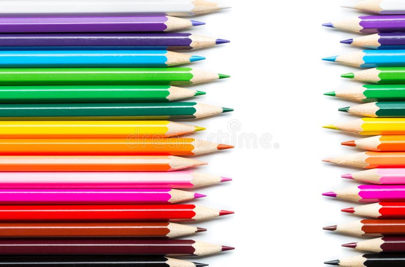 Colored Pencils on White Background Stock Photo - Image of green ...