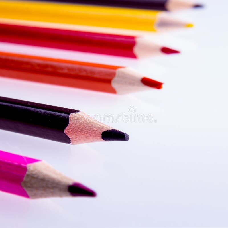 Colored Pencils on a White Background, Copy Space, Isolated, Close-up ...