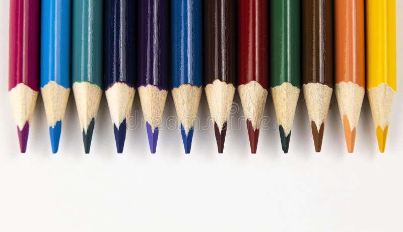 Colored Pencils on a White Background. Education Concept. Stock Photo ...