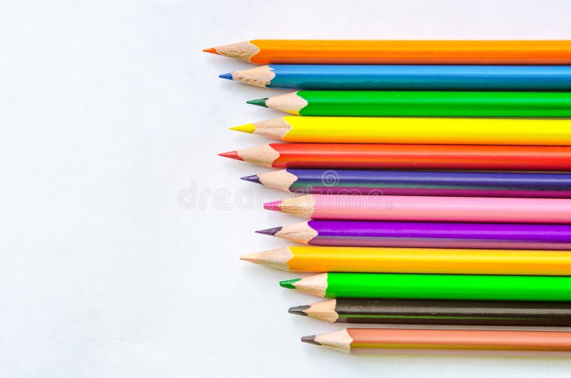 Colored Pencils on White Background Stock Image - Image of banner ...