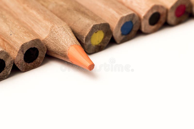 Colored Pencils on White Background Stock Image - Image of contrasts ...