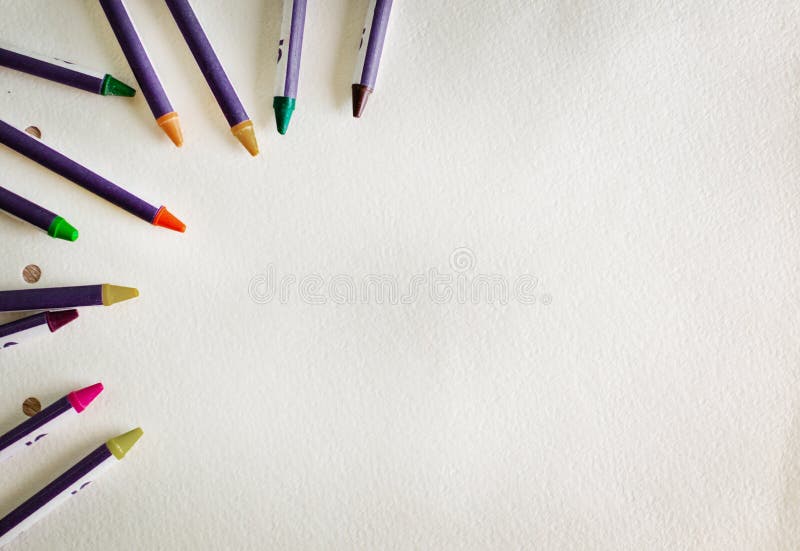 Colored Pencils on White Paper Stock Image - Image of space, drawing ...