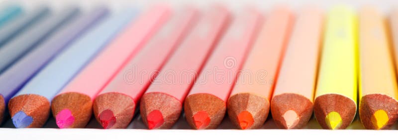 The Colored Pencils on the White Table Stock Photo - Image of beauty ...