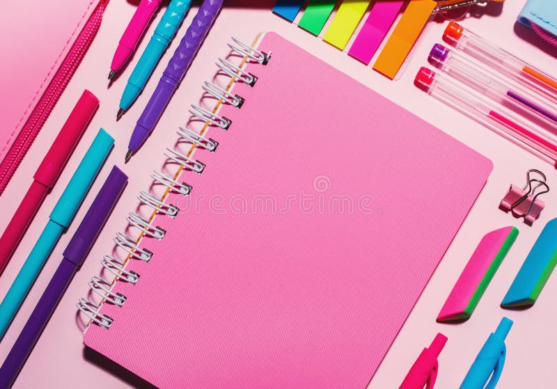 Colored Pens, Bright Elastics in the Form of a Triangle Stock Photo ...