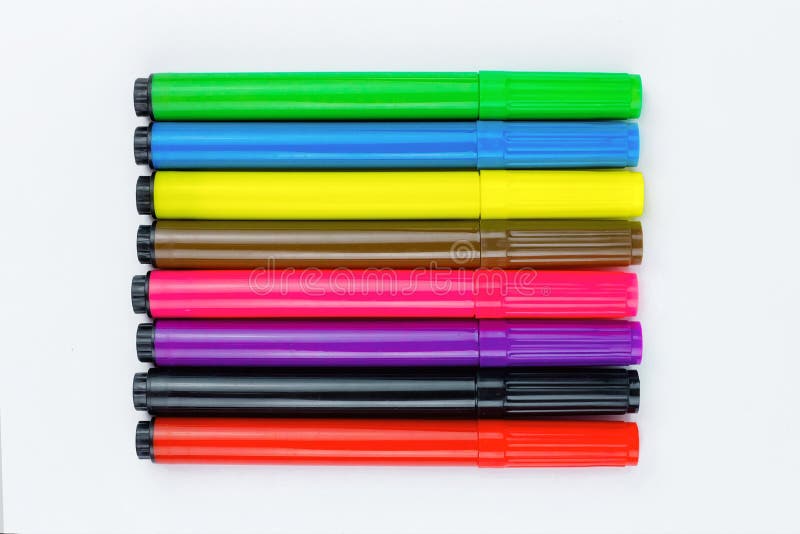 Colored Pens Isolated Object on a White Background Stock Photo - Image ...