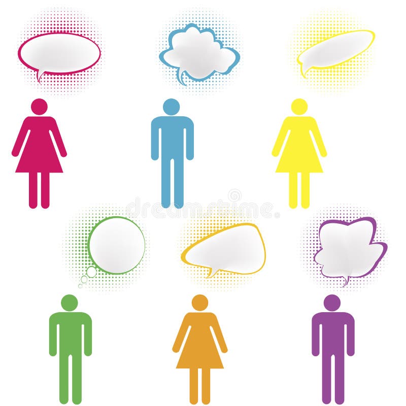Colored People with Chat Bubbles Stock Illustration - Illustration of ...