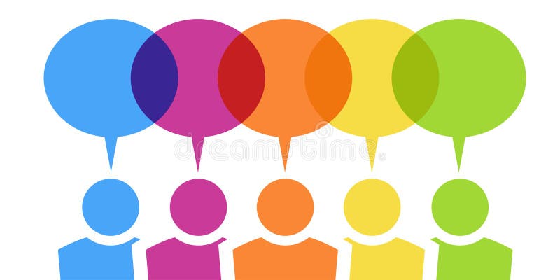 Colored People with Thought Bubbles Stock Vector - Illustration of bubble, meeting: 196683234