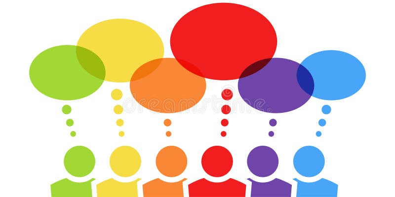 Colored People with Thought Bubbles Stock Vector - Illustration of ...