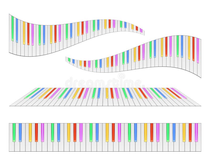 Colored Piano Keyboards stock vector. Illustration of instrumental ...
