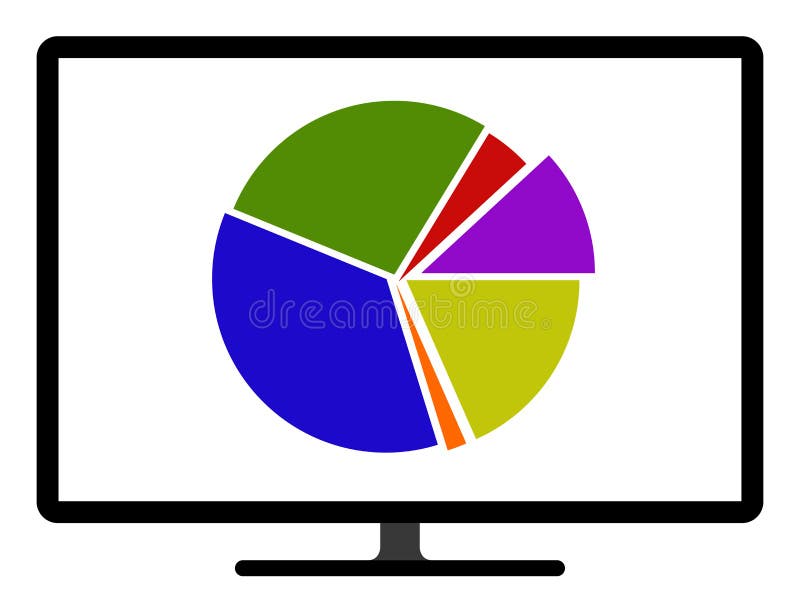 Colored Pie Chart Graph on a Computer Screen Stock Vector ...