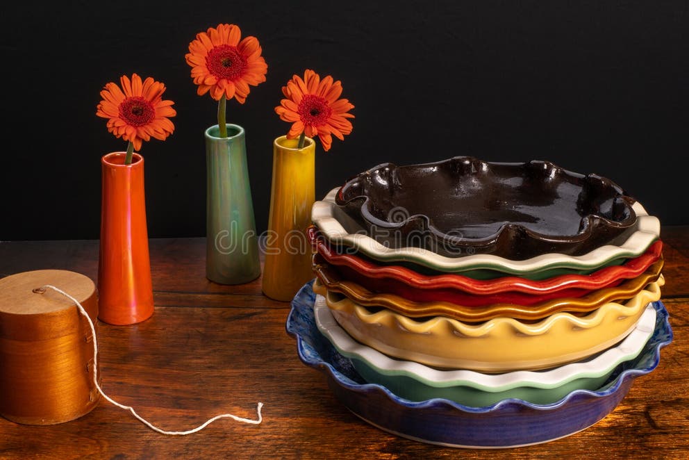 Multicolor pie dishes stock image. Image of holidays - 124298781
