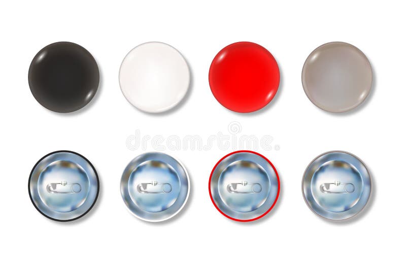 Colored Pin Button Front and Back Side Set Stock Vector - Illustration ...