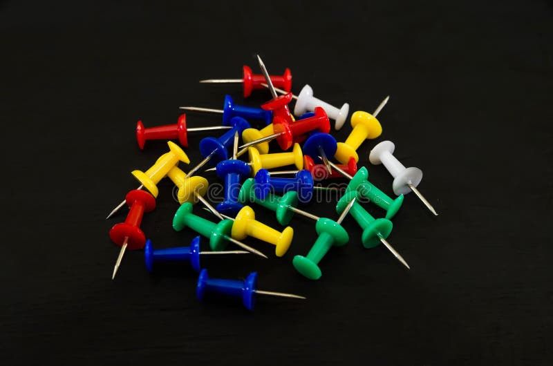 Colored Pins on a Black Background. Stock Photo - Image of isolated ...