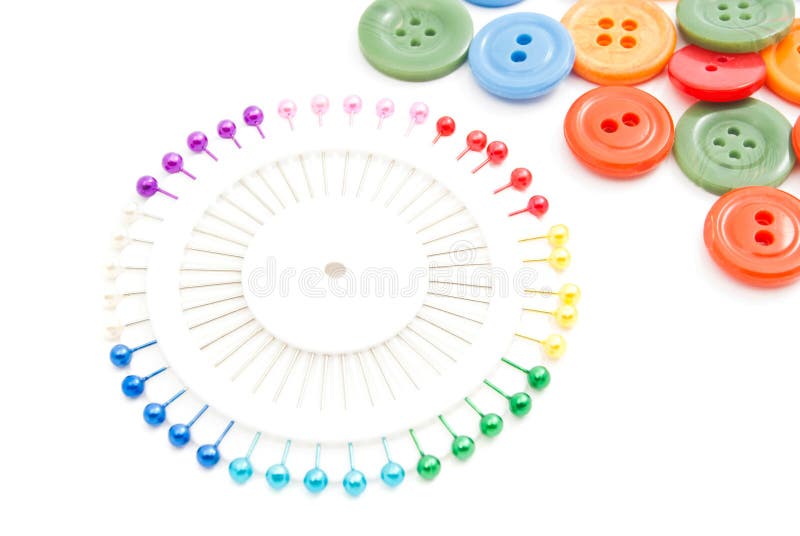 Colored Pins and Many Buttons Stock Image - Image of cloth, repair ...