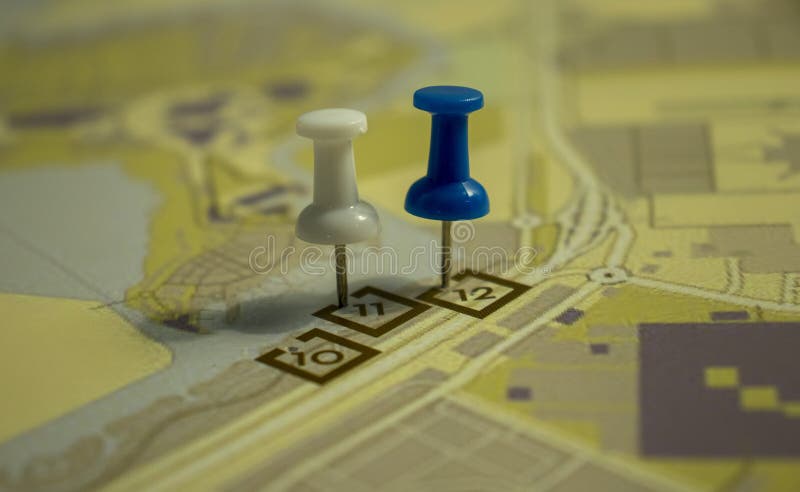 Colored pins on the map stock photo. Image of construction - 191917832