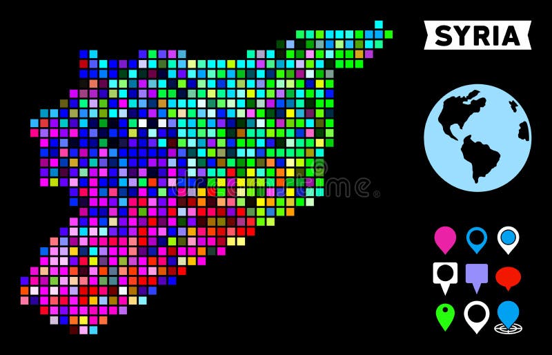 Colored Pixel Syria Map stock vector. Illustration of glossy - 122549613