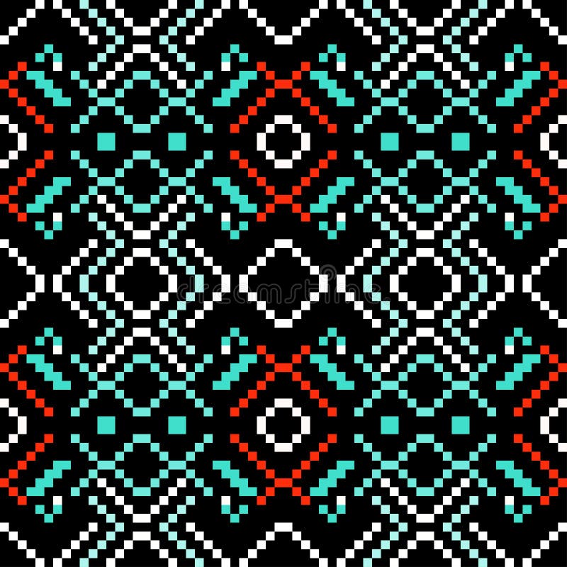 Colored Pixels Geometric Seamless Beautiful Pattern Stock Vector ...
