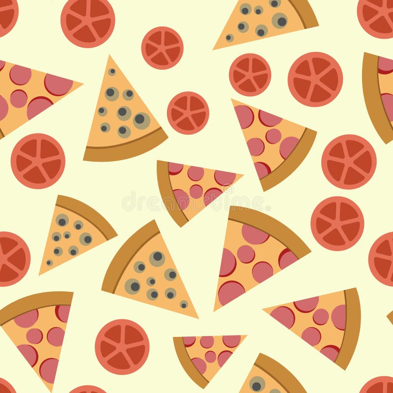 Colored pizza patterns stock vector. Illustration of pepperoni - 190721289