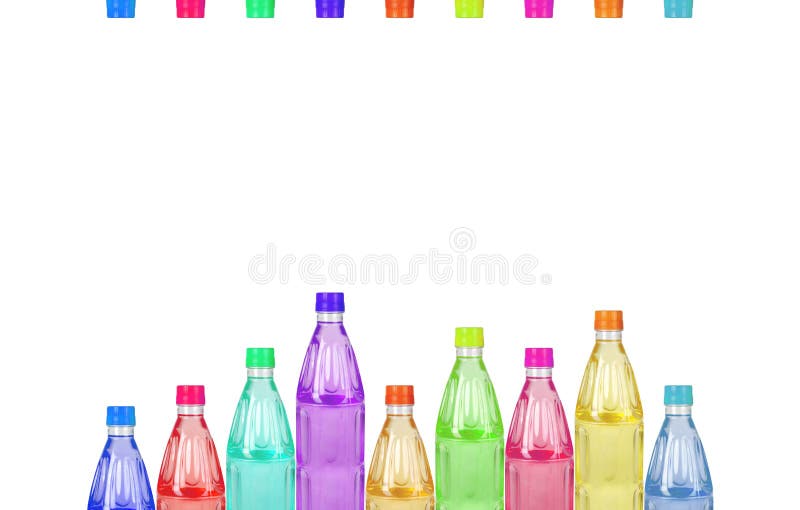 Colored plastic bottles stock image. Image of shell, glass - 13599437