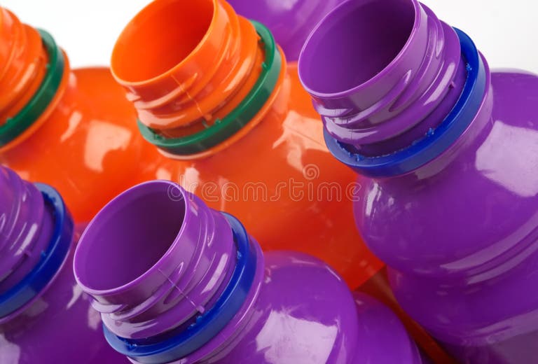 Colored plastic bottles stock photo. Image of studio, angle - 974444