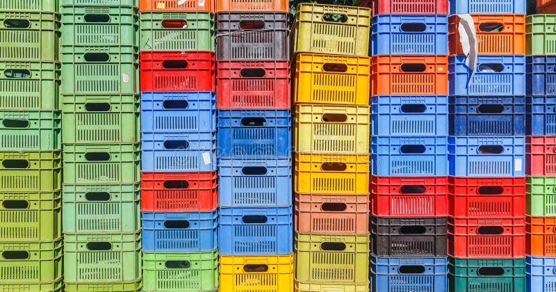 Bright Colorful Plastic Boxes. Stock Image - Image of color, background ...