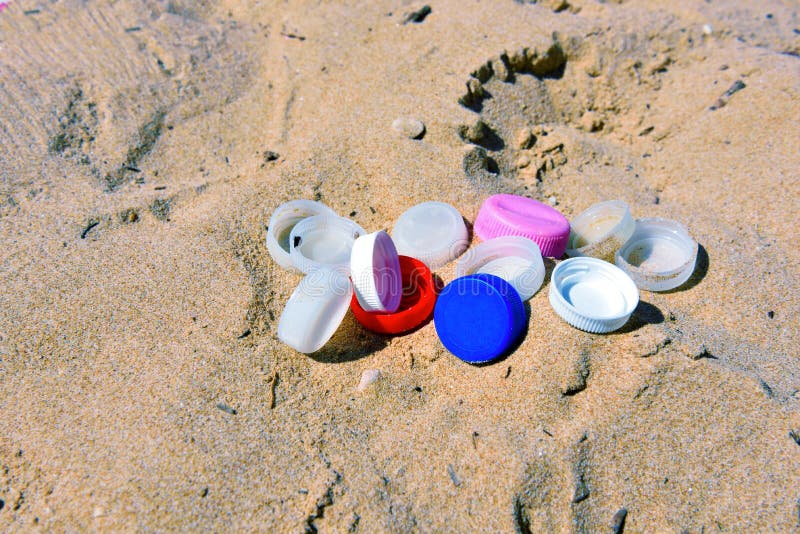 Colored plastic caps stock photo. Image of recycling - 134470930