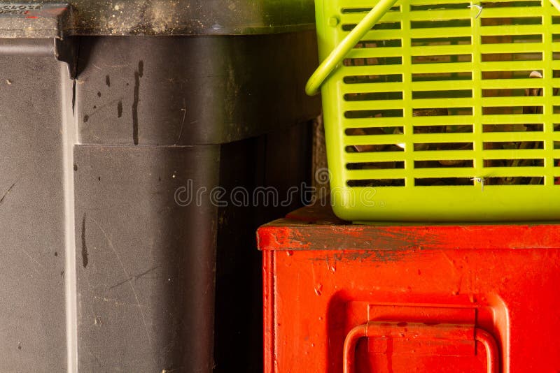 Colored Plastic Containers for Background Use Stock Photo - Image of ...