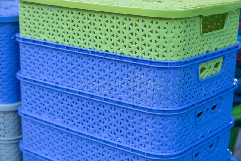 Colored plastic containers stock photo. Image of green - 15539626