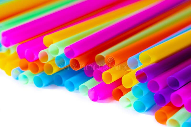 Colored Plastic Drinking Straws on a White Background Stock Photo ...