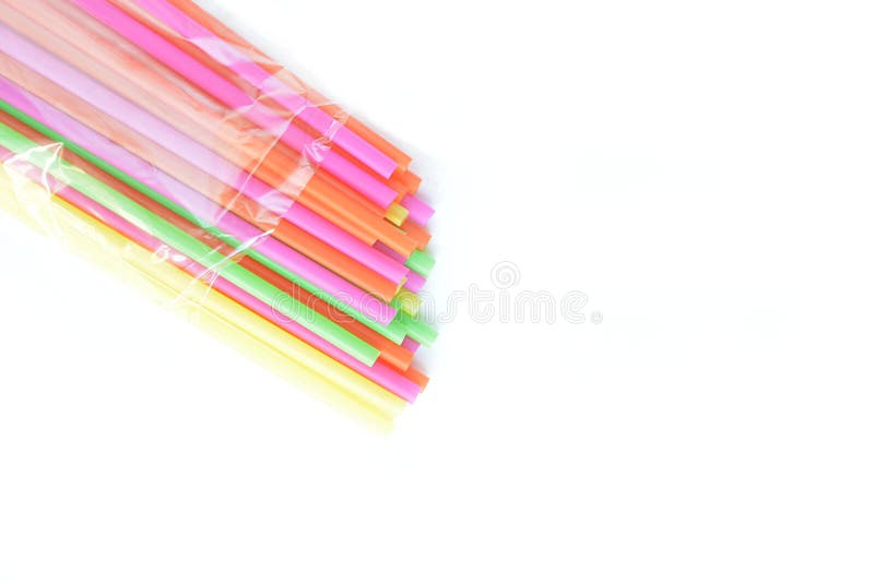 Colored Plastic Drinking Straws on a White Background Stock Image ...
