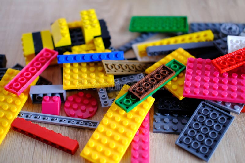 Colored Plastic Parts of the Constructor, Creates Buildings, Equipment ...