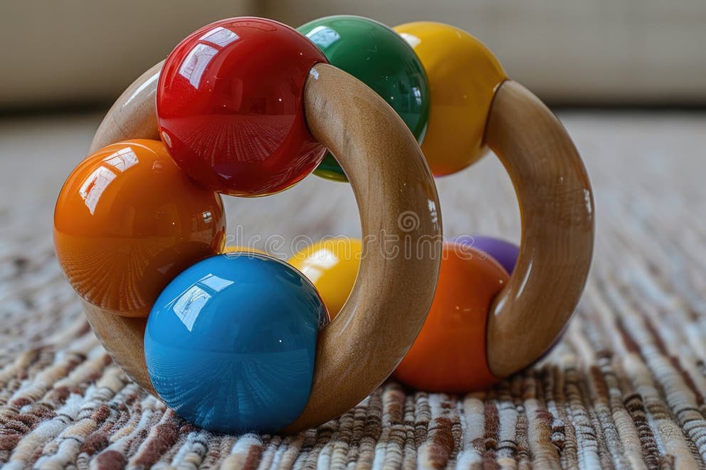 Colored Plastic Rattle for Developing Fine Motor Skills Stock Photo ...
