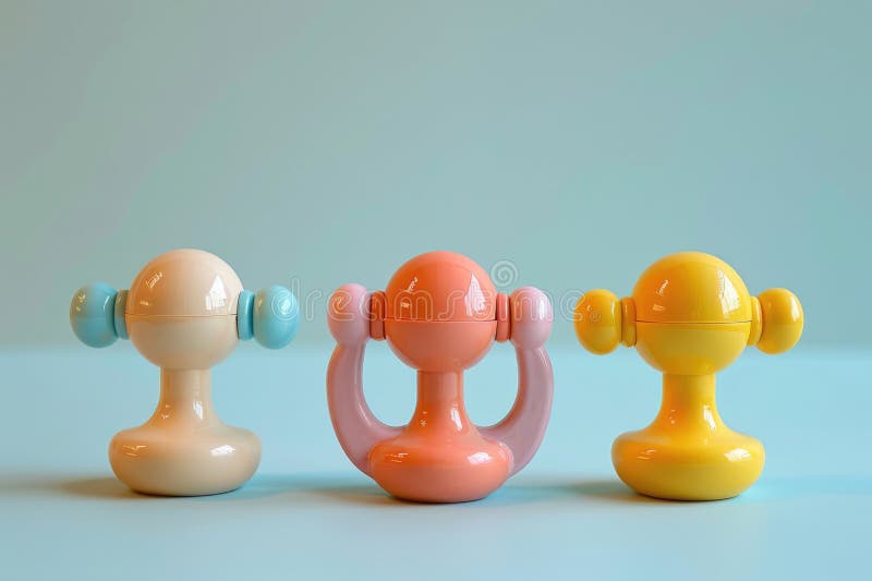 Colored Plastic Rattles for Newborns Stock Photo - Image of shake ...