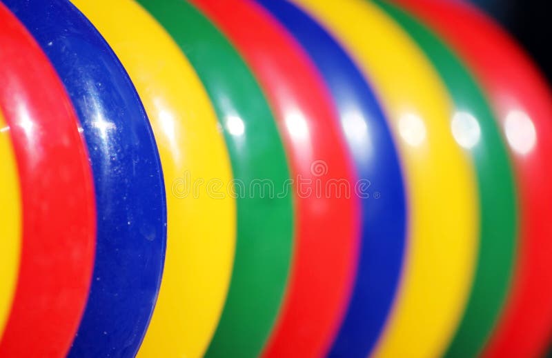 Colored Plastic Rings on the Playground for Games and Children S ...