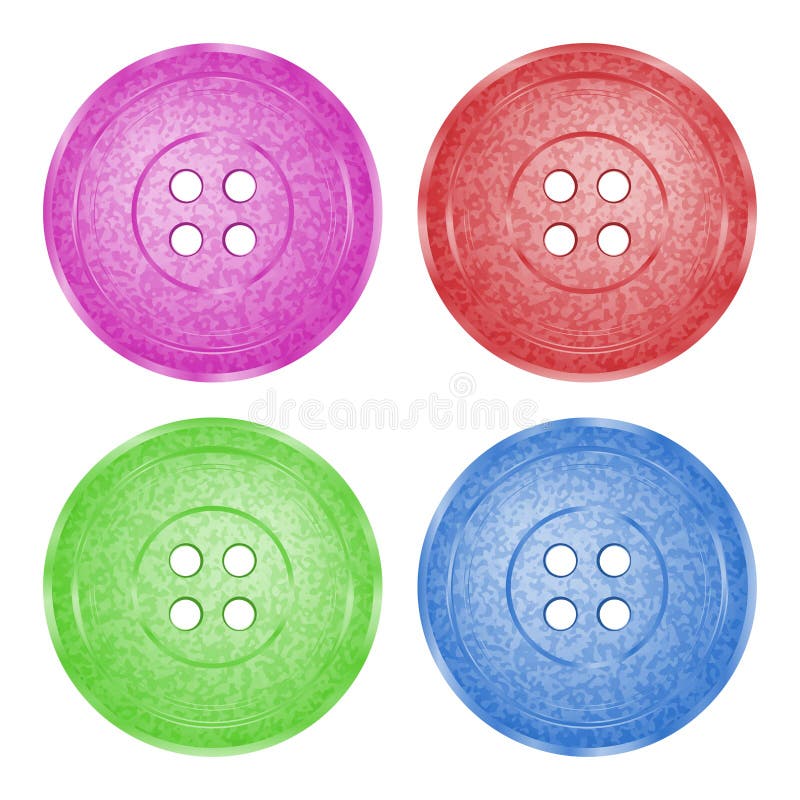 4 Colored, Plastic Sewing Buttons of Classic Vector Texture with Spotty ...
