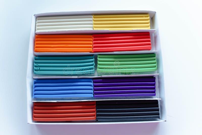 Colored Plasticine for Modeling in a Box Stock Photo - Image of black ...