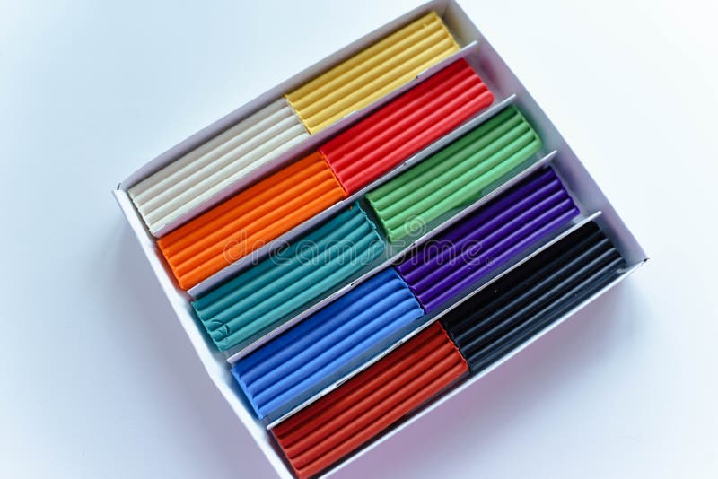 Colored Plasticine for Modeling in a Box Stock Photo - Image of craft ...