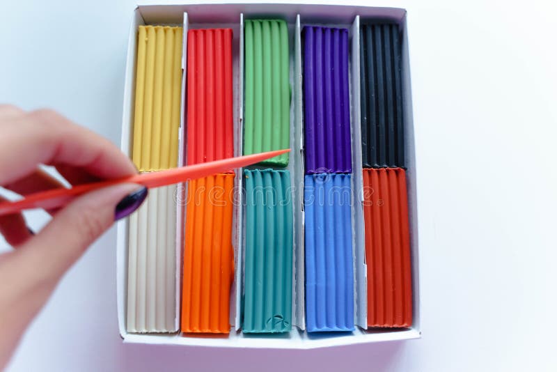 Colored Plasticine for Modeling in a Box Stock Photo - Image of closeup ...