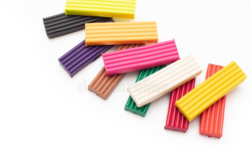 Colored Plasticine Modelling Clay Pieces or Sticks on Isolated White ...