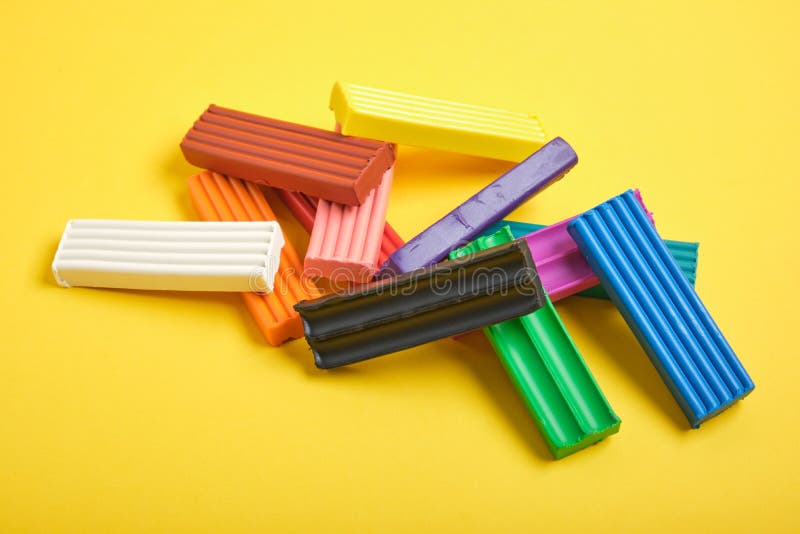 Colored Plasticine on Yellow Background Copy Space Stock Photo - Image ...