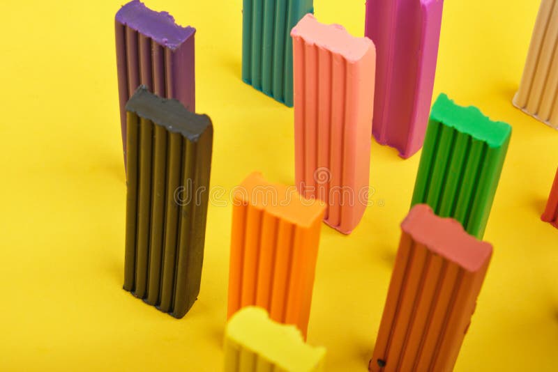 Colored Plasticine on Yellow Background Copy Space Stock Image - Image ...