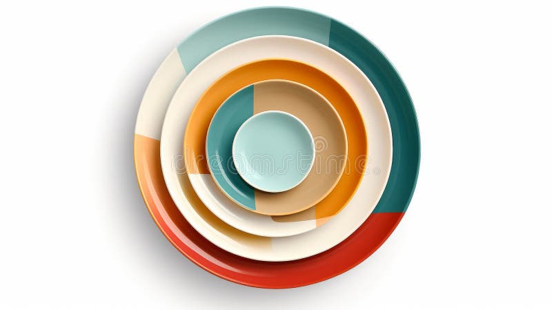 Geometric Dishes: Multilayered Color Fields in Mid-century Design Stock ...