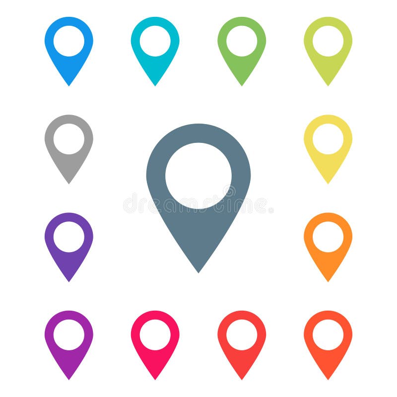 Pin Location Icon. Vector Isolated Element. Set of Location Pointer ... Pin Location Icon. Vector Isolated Element. Set of Location Pointer ...