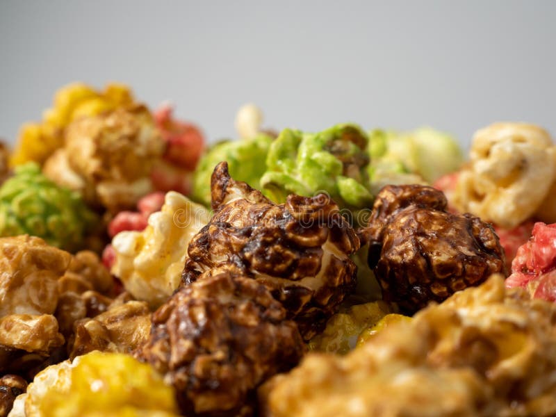 Colored popcorn close up. stock photo. Image of fresh - 241577932