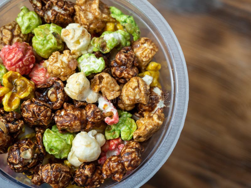 Colored popcorn close up. stock image. Image of color - 241578529