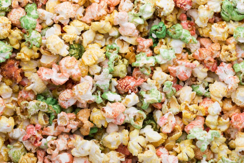 Colored Popcorn Texture Background. Sweet Popcorn Stock Photo - Image ...