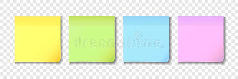 Yellow, Green, Blue and Pink Sticky Notes Paper Stock Vector ...