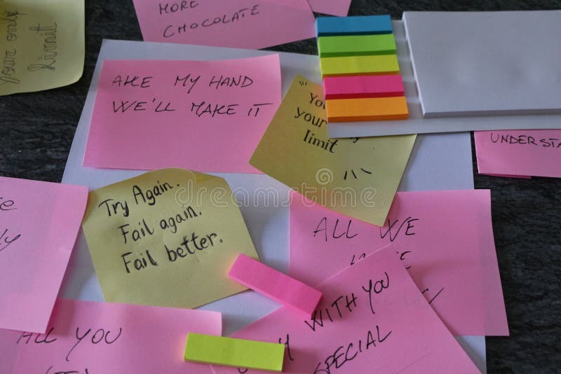 Post-it with Motivational Phrases Stock Photo - Image of message, note ...