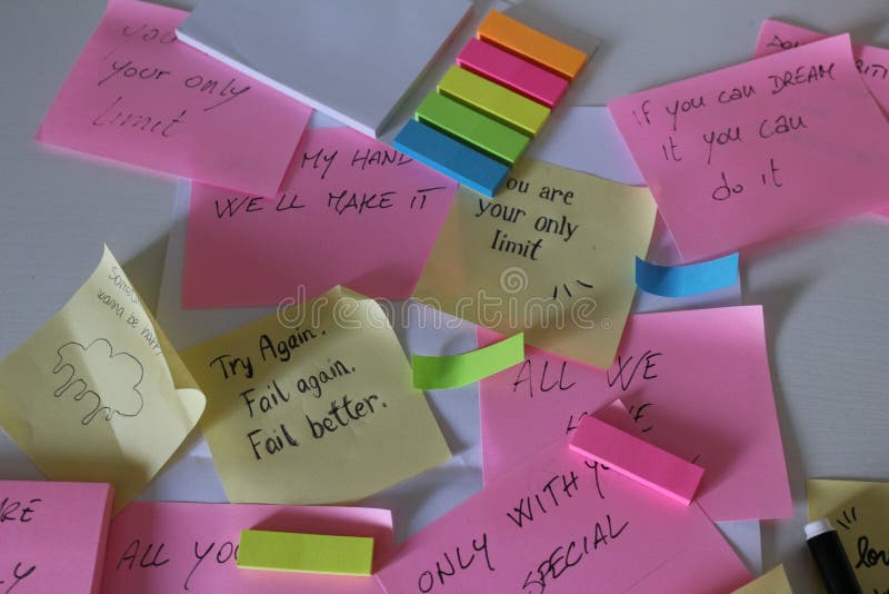 Post-it with Motivational Phrases Stock Photo - Image of isolated ... Post-it with Motivational Phrases Stock Photo - Image of isolated ...