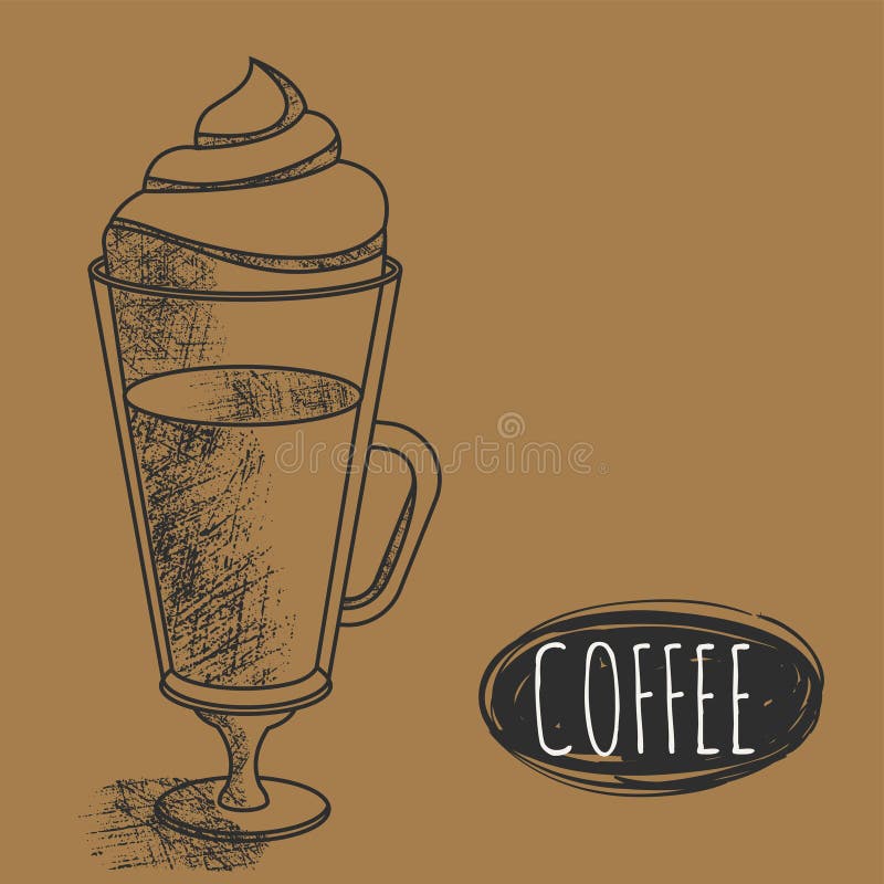 Colored Poster with Retro Cold Coffee Brew Sketch Vector Stock Vector ...